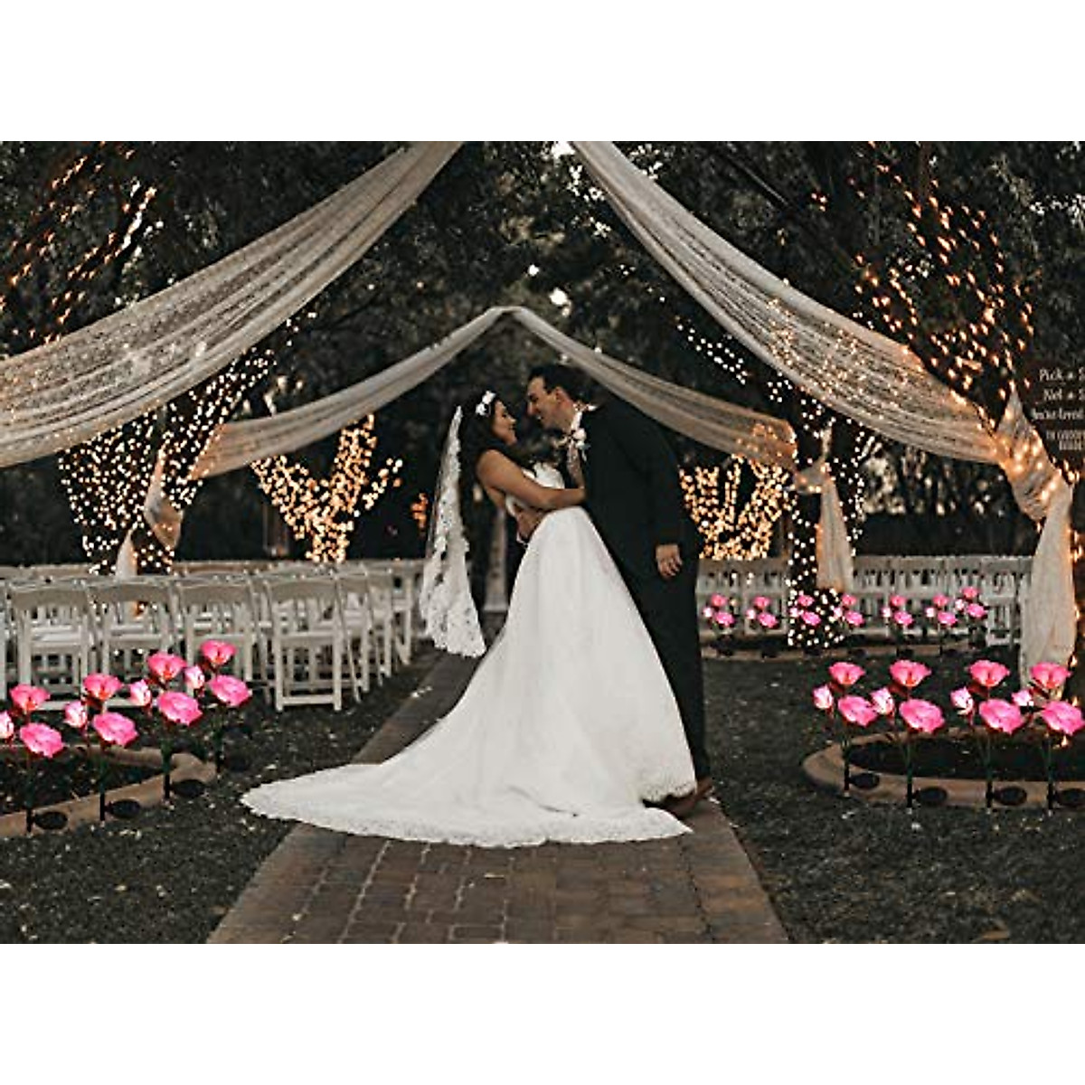 CN-Porter Solar Flower Lights, Solar Garden Stake Lights Outdoor Waterproof Solar Rose for Patio, Lawn, Garden, Yard Decoration