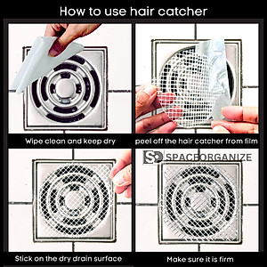 30 Pack, Disposable Shower Drain Hair Catcher Mesh Stickers, Disposable Hair Catchers for Shower Drain, Bathroom, Bathtub - SPACEORGANIZE