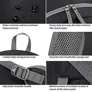 FENGDONG 35L Lightweight Foldable Waterproof Packable Travel Hiking Backpack Daypack for men women Black