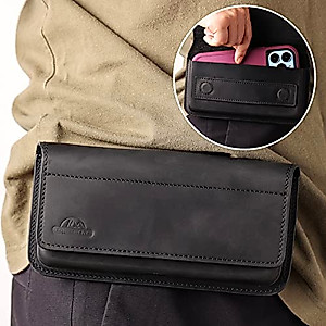 Topstache X-Large Leather Phone Holster,Flip Cell Phone Case with Belt Clip for S23 Ultra S23 Plus,Leather Case for iPhone 14 Pro Max,Universal Smartphone Leather Sheath for Phone with Protective Case