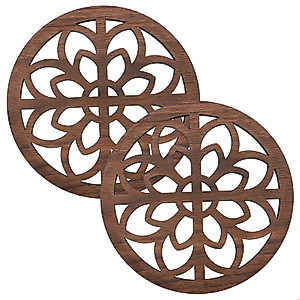 Sumnacon 2 Pcs 6 Inch Wooden Kitchen Trivets - Rustic Round Heat Resistant Mat Pads for Hot Dish Pot Pan Teapot, Decorative Hardwood Hot Dish Pot Plate Holders for Kitchen Dining Countertop Table