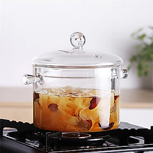 1.9 L/ 67 Fl Oz Clear Glass Pots for Cooking with Lids Saucepan with Cover Simmer Pot Milk Pot Heat-Resistant Glass Stovetop Pot And Pan with Lid, Soup, Milk, Baby Food