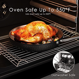 Homaz life Pots and Pans Set, Tri-Ply Stainless Steel Hammered Kitchen Cookware, Induction Compatible, Dishwasher and Oven Safe, Non-Toxic, Professional Grade Cooking Sets (Black, 7-Piece)