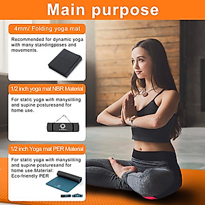 Primasole 1/2" Thick Padded NBR Yoga Mat, 72"x24" Textured Exercise Mat with Carry Strap & Case - 6 Colors, Lightweight Portable(2.1lbs) for Yoga, Pilates, Home & Gym