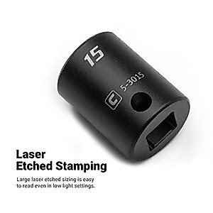 Capri Tools Shallow Impact Socket, 3/8-Inch Drive, 6-Point, Metric (24 mm)