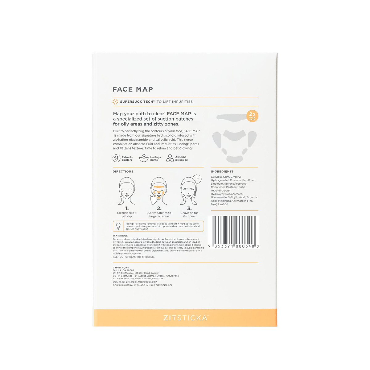 ZitSticka Hydrocolloid Surface Area Pimple Patches for Face - 2 Pack FACE MAP for Large Zit T-Zone Coverage - Absorbs Oil, Unclogs Pores, & Targets Clusters - Zit Patch and Sticker