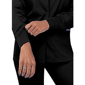 Sivvan Scrubs For Women - Front Snap Warm - Up Jacket - S8306 - Black - M
