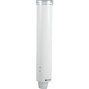 San Jamar C4160WH Small Pull-Type Water Cup Dispenser, Fits 3 to 4-1/2 oz Cone Cups and 3 to 5 oz Flat Bottom Cups, White