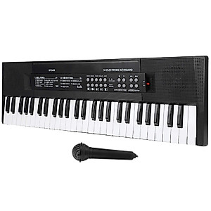 54‑Key Electronic Piano Keyboard with Microphone, 8 Tones 6 Songs 5 Rhythms 5 Percussions Portable Electronic Organ for Beginners