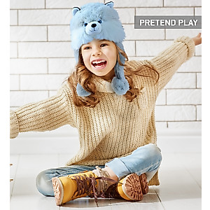 DolliBu Bears and Dogs Animal Plush Hat Set of 4 – Super Soft Black Bear, Wolf, Grizzly, Husky Warm Hats with Ear Flaps, Cute Stuffed Animals Toy Hats, Cozy Fleece Winter Hat for All Ages - 1 Size