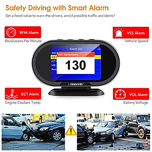 KONNWEI KW206 Car OBD2 HUD Digital Meter Gauge All in One Automotive Trip Computer Smart OBD Speedometer Water Temperature Fuel Pressure Tester for All 2003 and Newer Cars