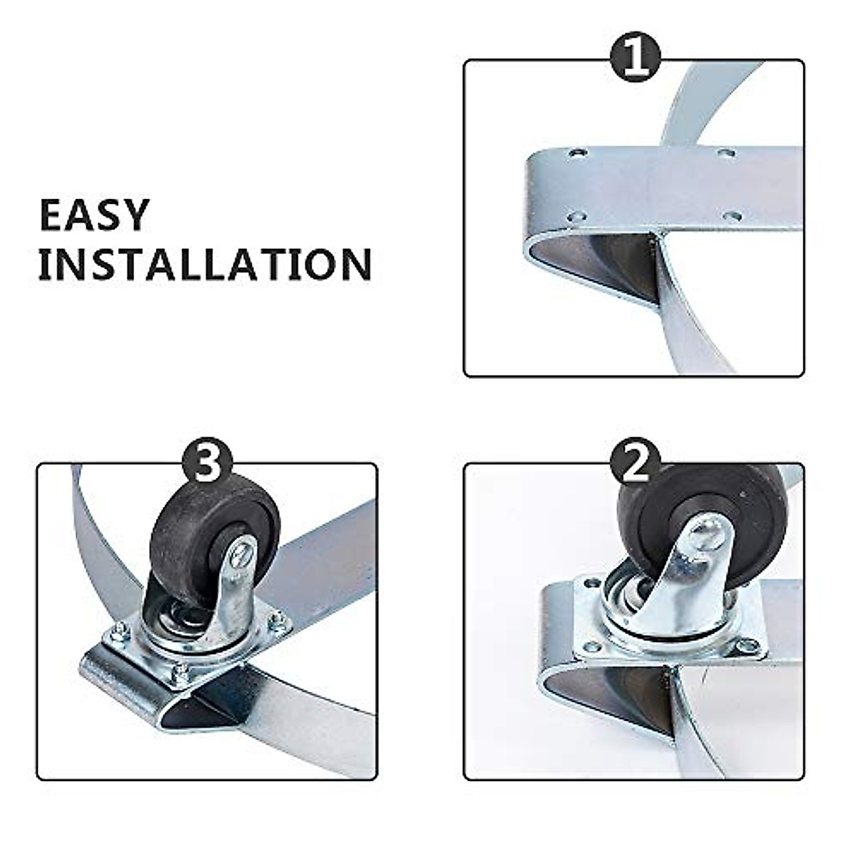 TUFFIOM Heavy Duty Drum Dolly, 1000 lbs. 55 Gallon Barrel Cart, Non-Tipping, Steel, 4 Swivel Casters, Wheeled Hand Truck for Drum Handling Industrial Use (2)