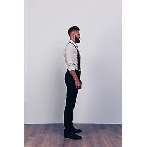 Moulen Men's X-Back 2 Inches Wide Heavy Duty Clips Adjustable Suspenders, Black, Size Large