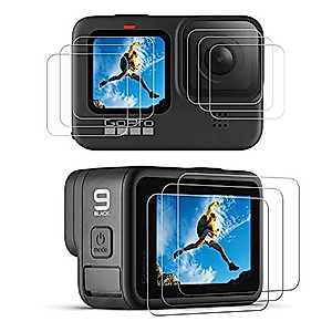 [9pcs] Hero 11 10 9 Screen Protector for GoPro Hero 11 10 9 Black, Ultra Clear Tempered Glass Screen Protector + Tempered Glass Lens Protector + Tempered Glass Front LCD Display Film for GoPro Hero 9 10 11 Action Camera