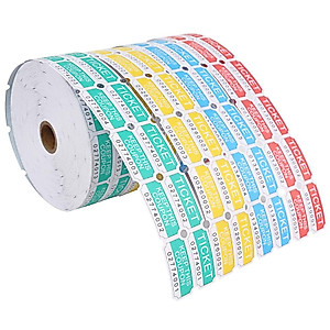 L LIKED 8000 Assorted Double Raffle Tickets 2000 per Roll 50/50 (Blue, Green, Red, Yellow)