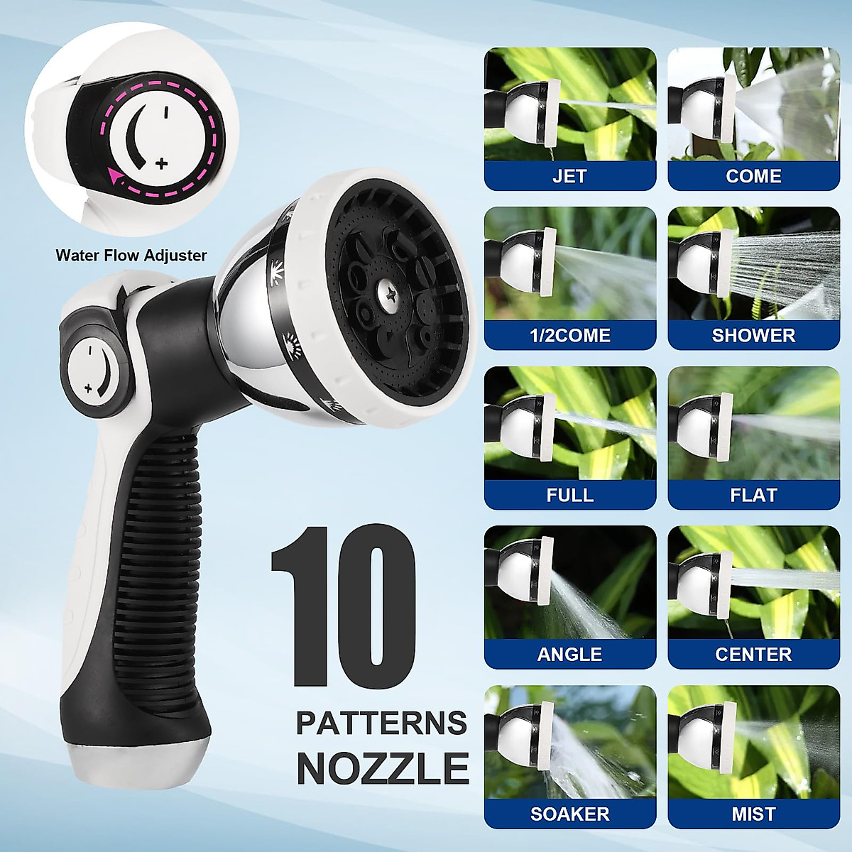 5/8" 66ft Retractable Garden Hose Reel by BSTOKCAM, Hybrid Rubber Hose, Water Hose Reels Automatic Rewind Storage, 10 Patterns Nozzle Included