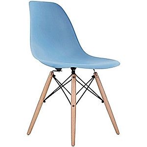 2xHome RayLeg Natural Wood Base, Dining Side Chair, Blue