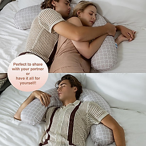 Pharmedoc Crescent Pregnancy Pillows - Body Pillow for Adults - Side Sleeper – Maternity and Nursing Pillow Breast Feeding - Pregnancy Must Haves - Arabesque Grey