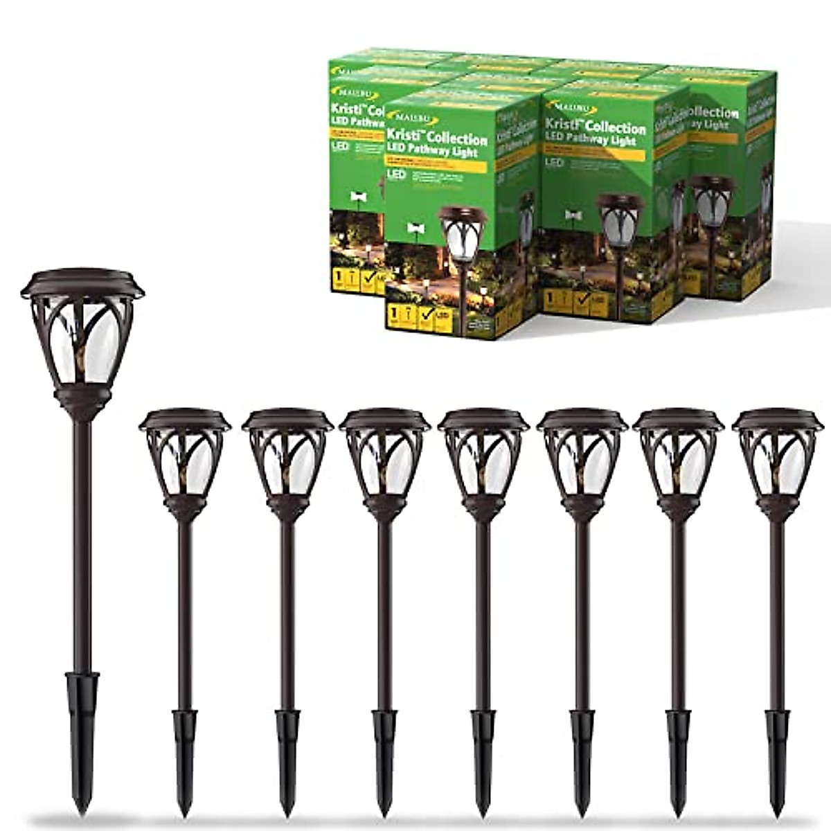 Malibu Kristi Collection LED Low Voltage Outdoor Path Lighting Garden Light Landscape Lighting Pathway Light 0.8W for Lawn, Patio, Yard, Walkway, Driveway 8PK 8422-3103-08