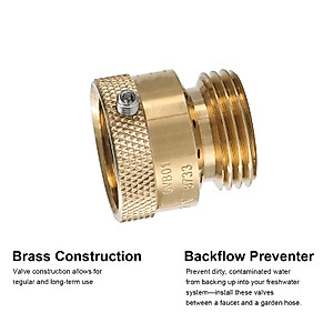 3 Pack SUNROAD Lead-Free Brass 3/4" Inch MHT Hose Bibb Connector Backflow Preventer Vacuum Breaker,Check Valve For Garden Spigot RV Hose Connection,Anti-Siphon Fitting with extra set screws