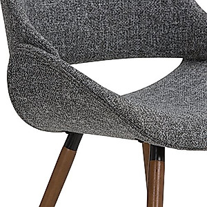 SIMPLIHOME Malden 18 Inch Mid Century Modern Bentwood Dining Chair in Grey Woven Fabric, For the Dining Room