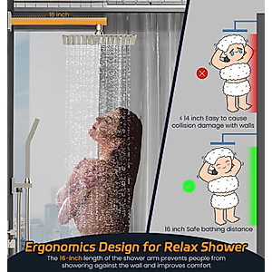 SR SUN RISE Shower Faucet Set Bathroom Square Rain Shower Head with Handheld Spray Wall Mounted Rainfall Shower Fixtures Brushed Nickel Shower Faucet Trim Repair Kits (Contain Shower Valve)