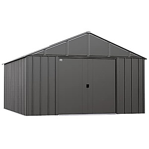 Arrow Sheds Classic 12' x 14' Outdoor Padlockable Steel Storage Shed Building, Charcoal