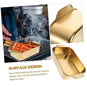 Yardwe Stainless Steel Grill Pan Bread Baking Pan Bread Loaf Pan Cake Tray Cake Oven Pans Metal Dinner Plates Steam Table Pan Serving Tray for Kitchen Convenient Serving Plate Party Tray