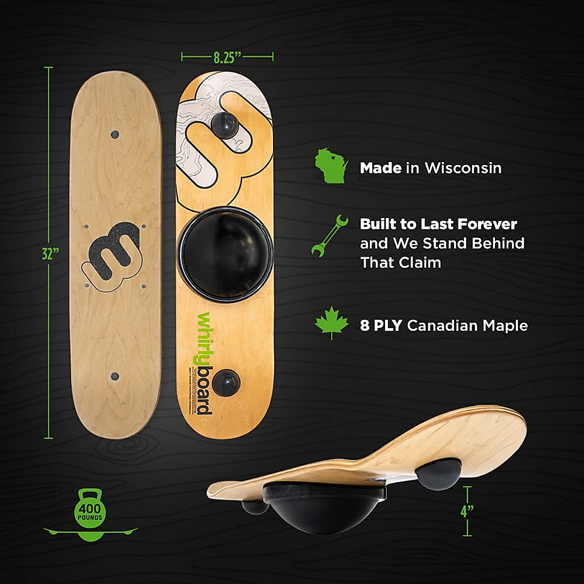 Whirly Board Spinning Wooden Balance Board & Agility Training Equipment