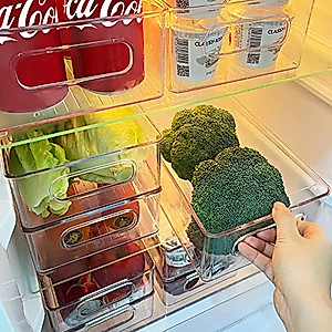 UCHIHA Set of 9 Refrigerator Organizer Bins - Clear Stackable Fridge Organizer Plastic Storage Bins for Freezer, Kitchen, Countertops, Cabinets - Pantry Organization and Storage Bins, ‎Transparent