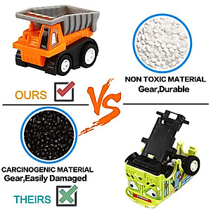 12-Piece Mini Truck Toy Kit - Pull Back Construction Vehicles for Kids, Great Party Favors, Birthday Gifts, Classroom Rewards, and Stocking Stuffers