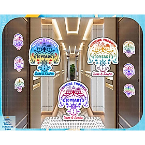Personalized Cruising Through Years Cruise Door Decorations Magnetic, Anniversary Cruise Magnet for Couples Matching, 10, 20, 30 Years Anniversary Cruise, Caribbean Disney Carnival Ship