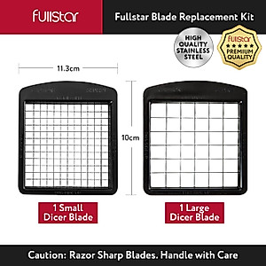 Fullstar Blade Replacement Set for Vegetable Chopper - 2pc Blade Inserts for Veggie Chopper - Big Dice Blade for Potatoes, Apples, Pears - Small Dice Blade for Onions, Tomatoes