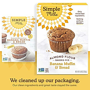 Simple Mills, Baking Mix Variety Pack, Banana Muffin & Bread, Chocolate Muffin & Cake, 3 Count & Almond Flour Baking Mix, Gluten Free Vanilla Cake Mix, Muffin pan ready