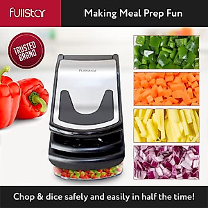 Fullstar Vegetable Chopper - Spiralizer Vegetable Slicer - Onion Chopper with Container - Pro Food Chopper - Black Slicer Dicer Cutter - 7 Blades