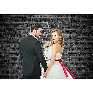 Dudaacvt 7x5FT Black Brick Wall Photography Backdrop Brick Backdrop Vintage Theme Stone Brick Background Baby Birthday Party Decoration Photo Booth Studio Props