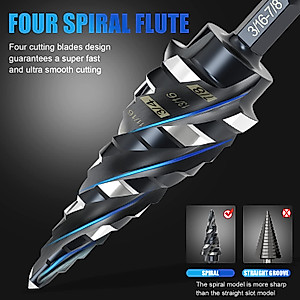 M35 Four Spiral Flute Step Drill Bit Set 1/8"-7/8"(3 pcs), 1/4" Hex Shank Drill for Working Metal, Impact Resistant M35 Cobalt Step Drill Bit, for Stainless Steel, Wood, Aluminum, Plastic