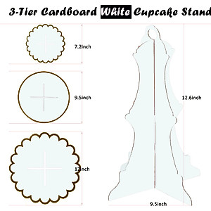 MRPAPA White Tiered Cupcake Stand 2 Pack, 3 Tier Serving Tray for Party Decor, Cup Cake Tower Holder for 24 Cupcakes, Dessert Holder for for Birthday Graduation Baby Shower Tea Party (White)