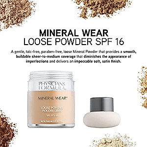 Physicians Formula Mineral Wear Talc-Free Loose Powder SPF 16 Creamy Natural, Dermatologist Tested, Clinicially Tested