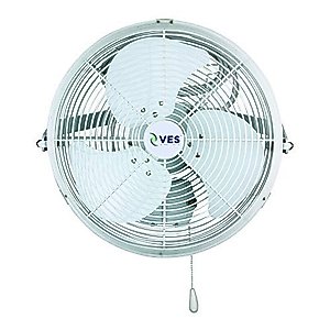 VES Moisture Resistant Outdoor Wall/Ceiling Mount Shop Fan/Industrial Basket Fan for Cooling and Ventilation (18 inch, White)
