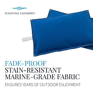 Floating Luxuries Kai Shelf Lounger Resort Pillow, Resort-Like Comfort, Pool Accessories, Adjustable Velcro Strap, Set of Two, Pacific Blue