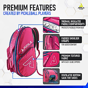 JOOLA Tour Elite Bag,Hot Pink/Blue