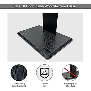 Usumairu TV Floor Stand TV Stand with Sturdy Wood Base,Angle and Height Adjustable Swivel TV Mount Stand with Media Shelf for 32-70 Inch Flat Screen TV for Bedroom Living Room (Black)