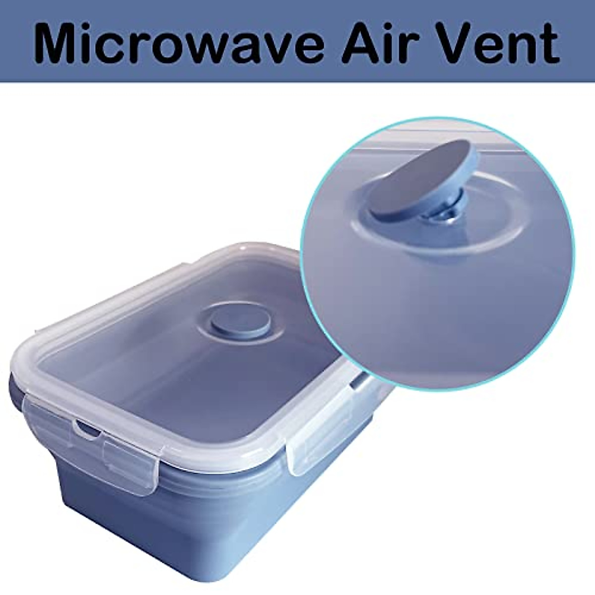 RMAMSCOV Silicone Collapsible Food Storage Containers with Airtight Lid, Set of 4 Silicone Lunch Containers, Prep/Storage Bowls Microwave and Freezer and Dishwasher Safe (Grey)