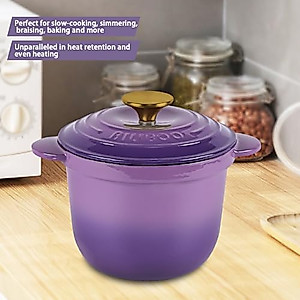 AILIBOO 2 Quart Dutch Oven Pot with Lid – Dual Handles,for No Knead Bread Baking, Sourdough Loaf, Non-Coated & Non-Toxic Ceramic Small Bread Oven Pan-purple
