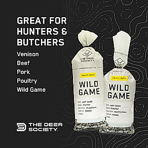 [50 pk] Extra Strong, 2X Thick Wild Game Bags for Freezer Storage 1.5lb by Deer Society - Meat Bags for Your Ground Meat Packaging System - Processing Bags to Protect Your Game Meat from Freezer Burn