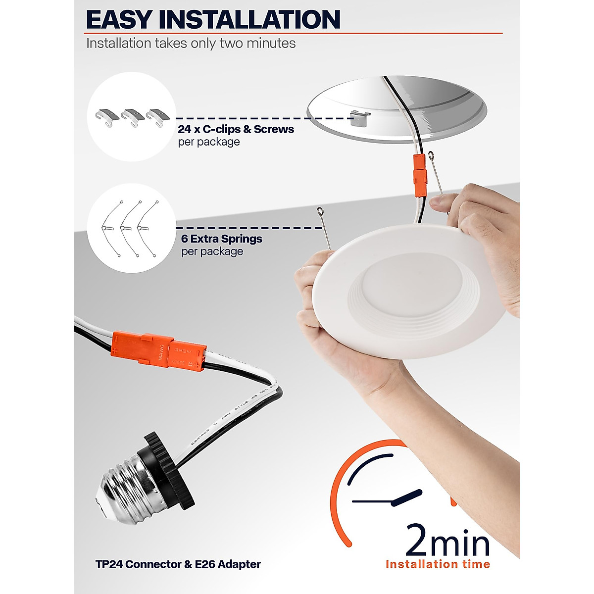 POWERASIA 12 Pack 5/6 Inch LED Can Lights Retrofit Recessed Lighting, 5CCT 6 Inch Recessed Lights Selectable 2700K-6000K Dimmable, 12W=75W, 1200LM Downlight with Metal Smooth Trim-ETL and Energy Star