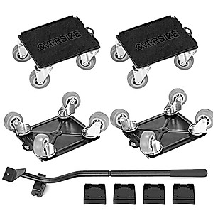 Rocomoco Furniture Movers Roller Dolly for Moving with Wheels & Furniture Lifter Set, 3858LBS Load Capacity Furniture Dolly, Furniture Expandable Lifter 360° Rotation Moving Wheels for Refrigerator