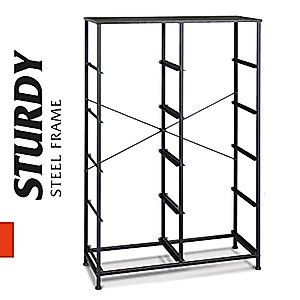 WLIVE 10-Drawer Dresser, Fabric Storage Tower for Bedroom, Hallway, Nursery, Closets, Tall Chest Organizer Unit with Textured Print Bins, Steel Frame, Wood Top, Easy Pull Handle, Charcoal Black