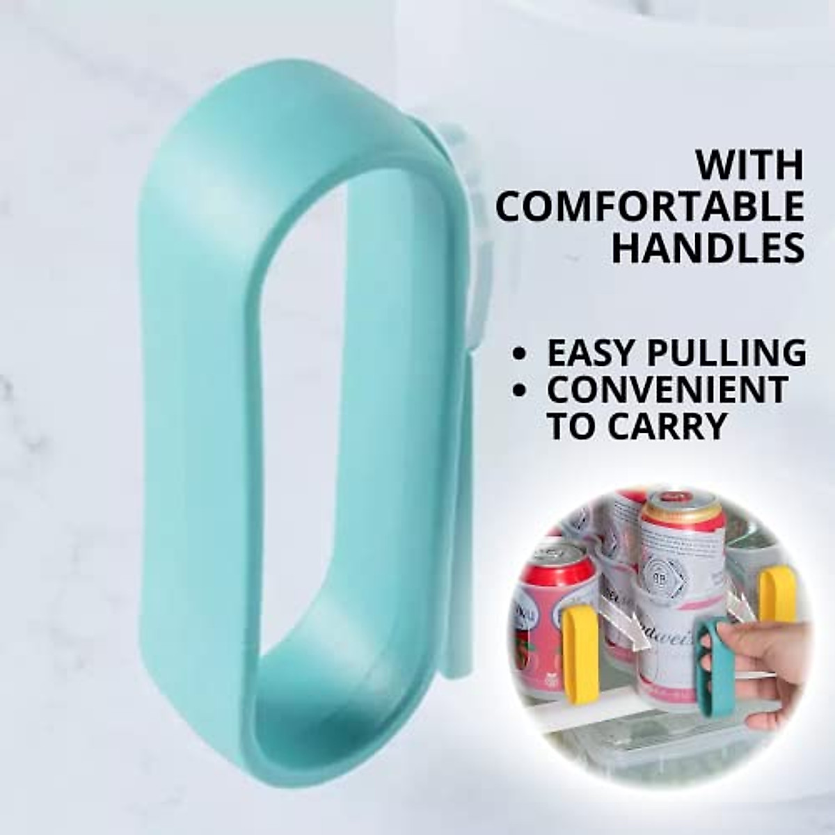 6PCS Portable Fridge Soda Can Organizer for Refrigerator Shelves Fridge Can Dispenser Can Holders for Pantry Refrigerator Kitchen Cabinets with Removeable Handle